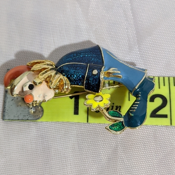 Vintage | Jewelry | Vintage Gold Blue Clown Brooch | Poshmark